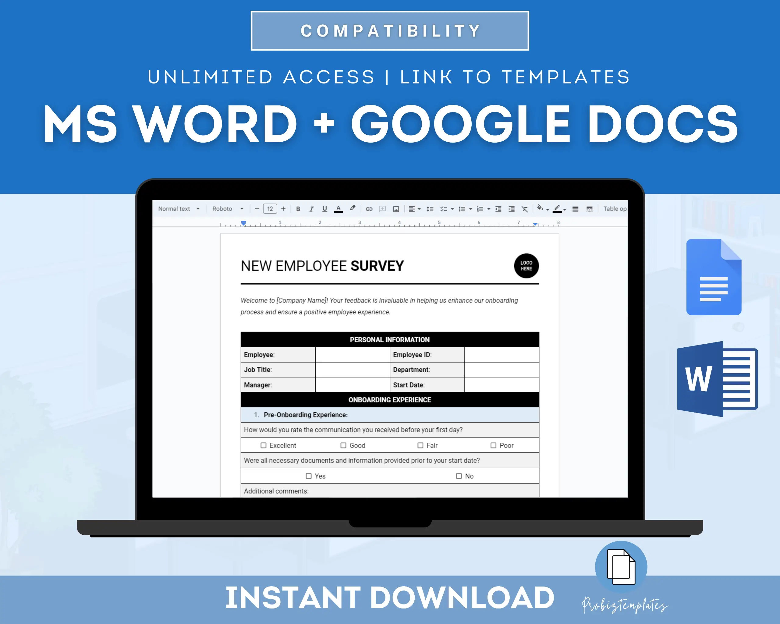New Employee Survey Template | ProBizTemplates