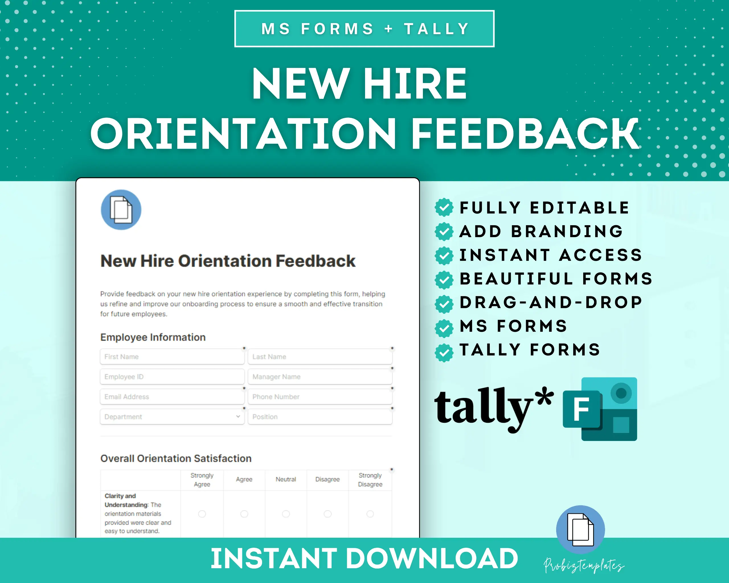 New Hire Orientation Feedback Online Form Template | ProBizTemplates
