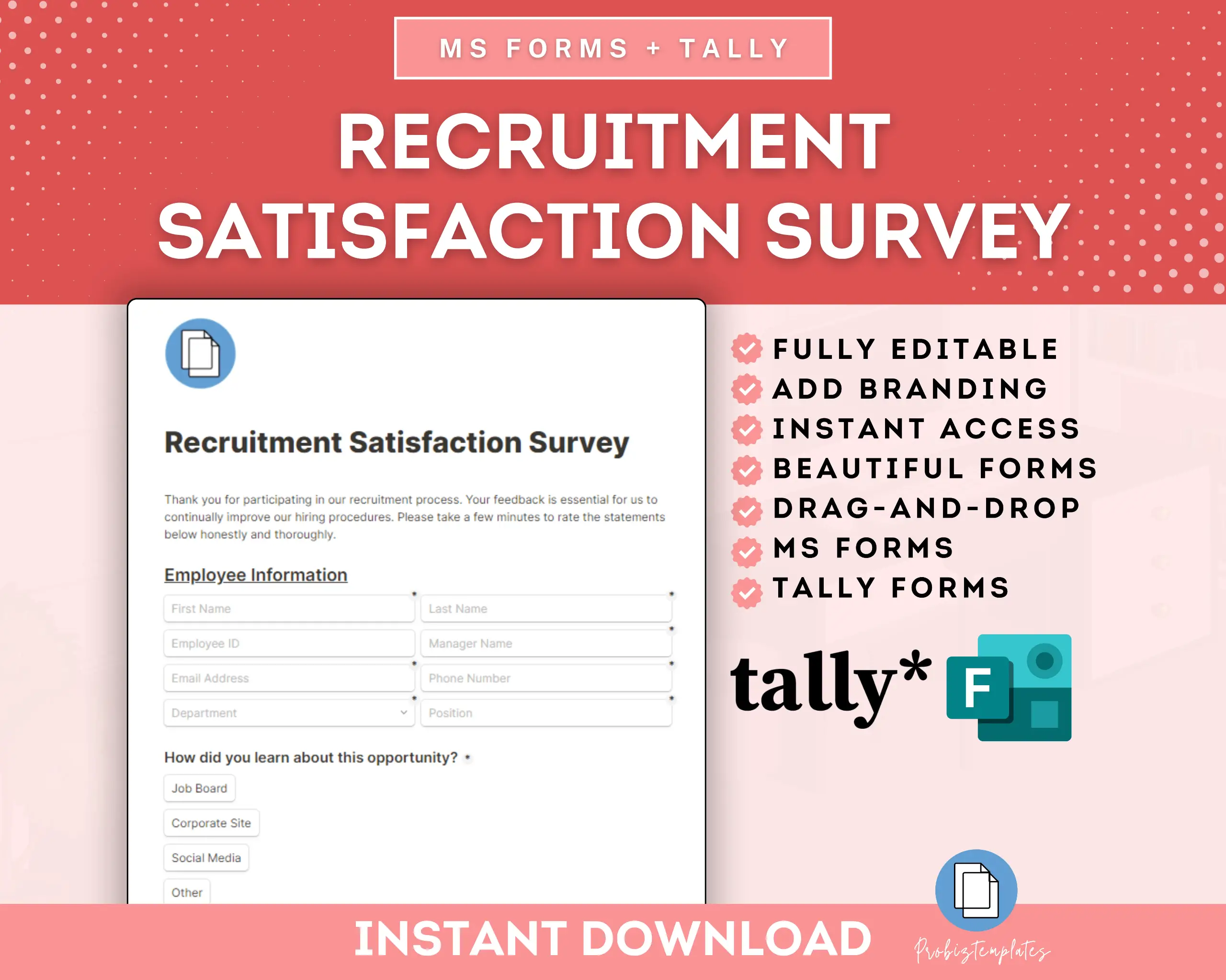 Recruitment Satisfaction Online Survey Template | ProBizTemplates