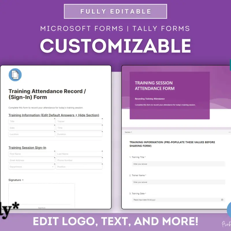 Training Attendance Record Check-In Form Template | ProBizTemplates