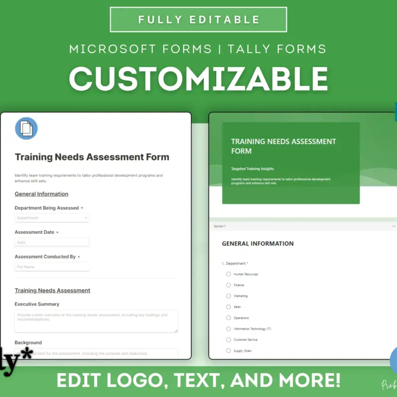 Department Training Needs Assessment Form Template | ProBizTemplates