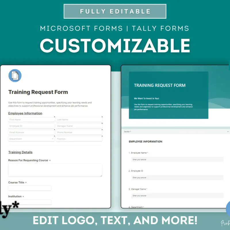 Employee Training Request Online Form Template | ProBizTemplates