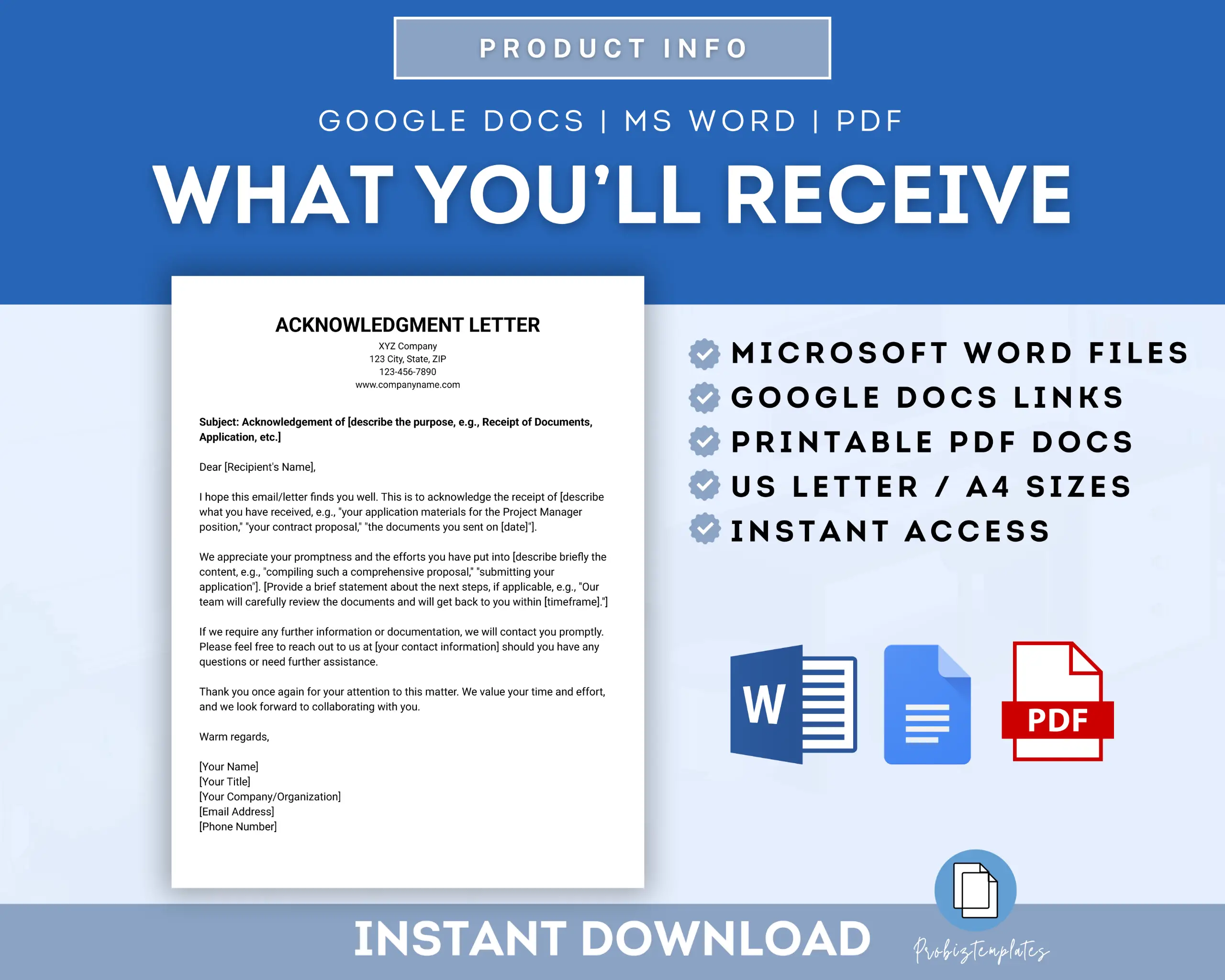 Acknowledgment Letter Template | ProBizTemplates