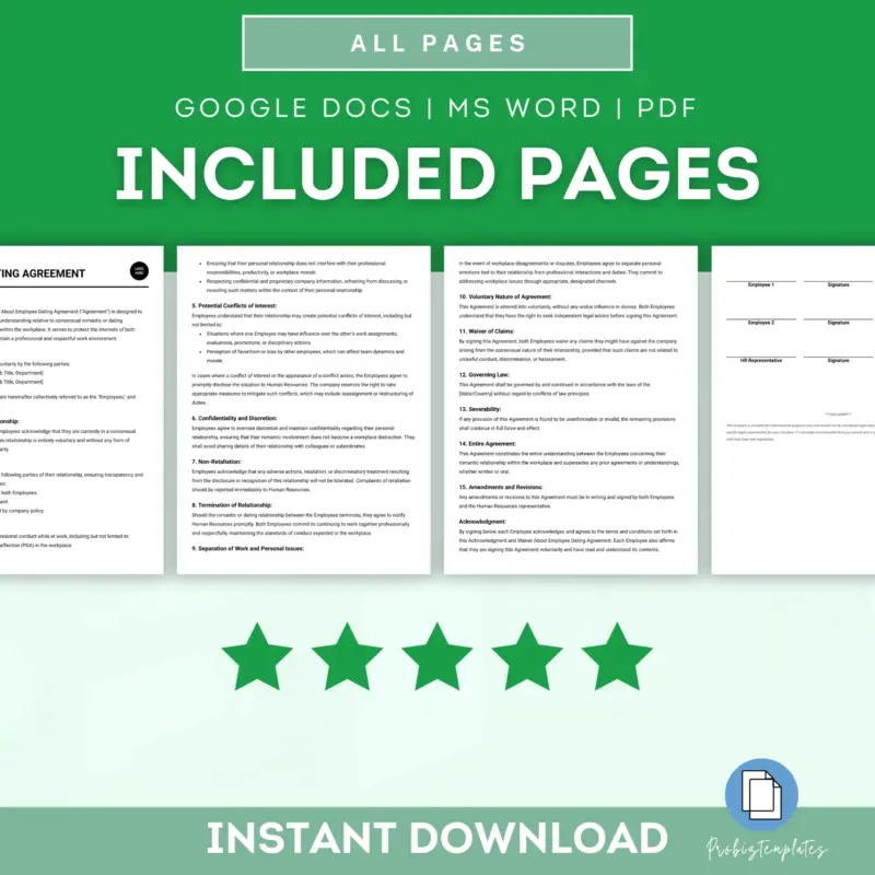 Employee Dating Agreement Template | ProBizTemplates