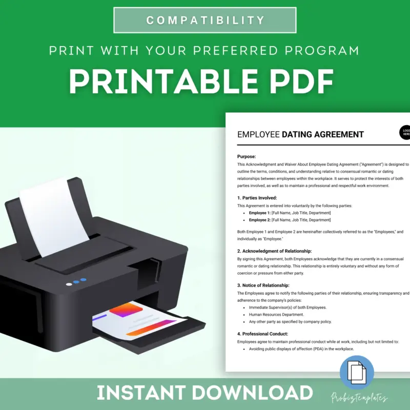 Employee Dating Agreement Template | ProBizTemplates