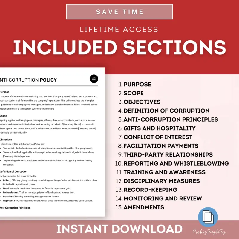 Anti-Corruption Policy Template | ProBizTemplates