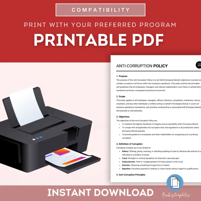Anti-Corruption Policy Template | ProBizTemplates