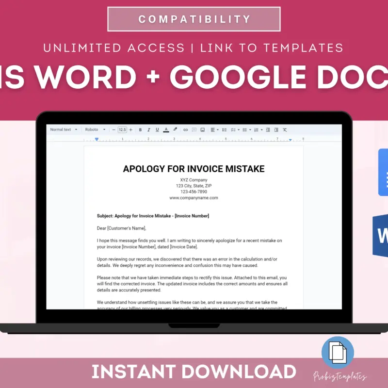 Apology For Invoice Mistake Letter Template | ProBizTemplates