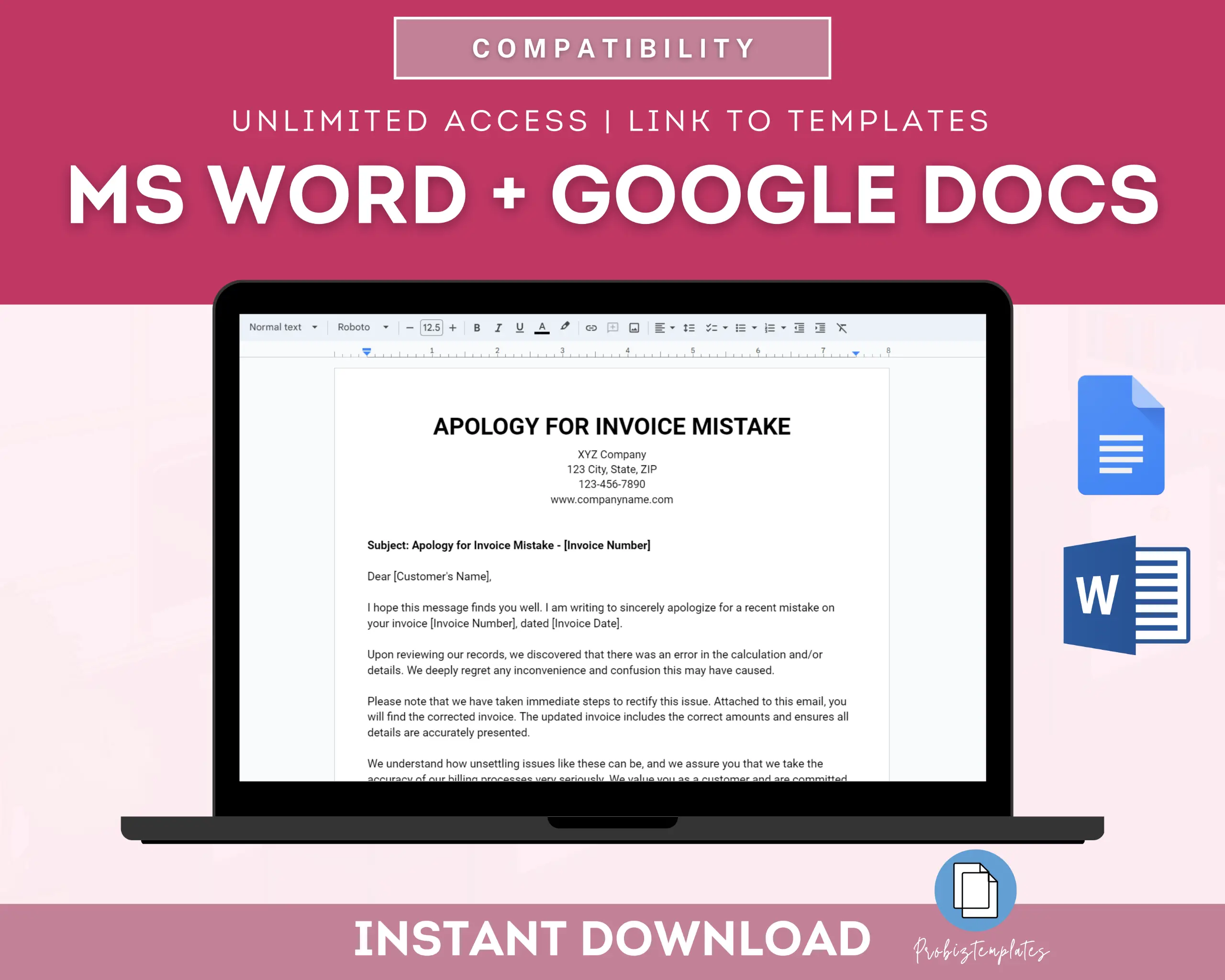 Apology For Invoice Mistake Letter Template | ProBizTemplates