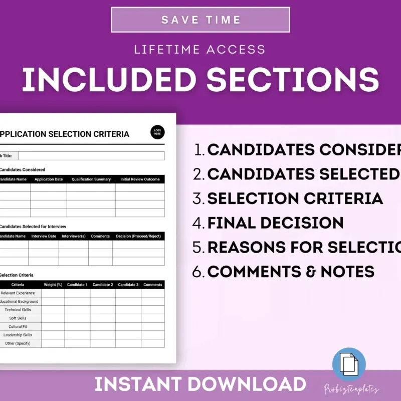 Applicant Selection Criteria Record Template | ProBizTemplates