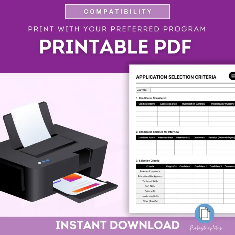 Applicant Selection Criteria Record Template | ProBizTemplates