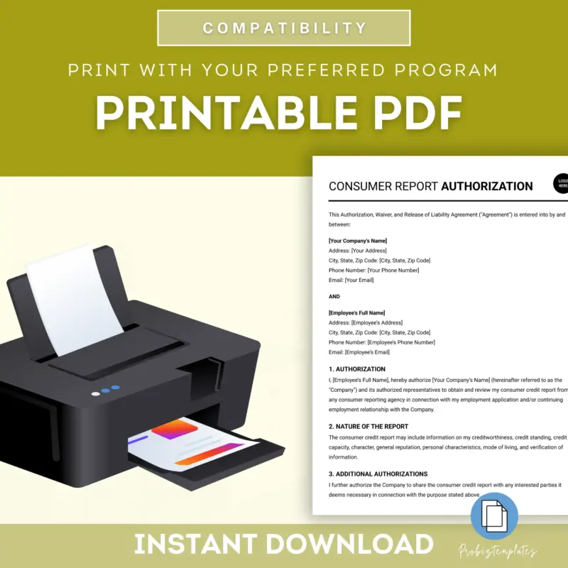 Consumer Report Authorization Agreement Template | ProBizTemplates