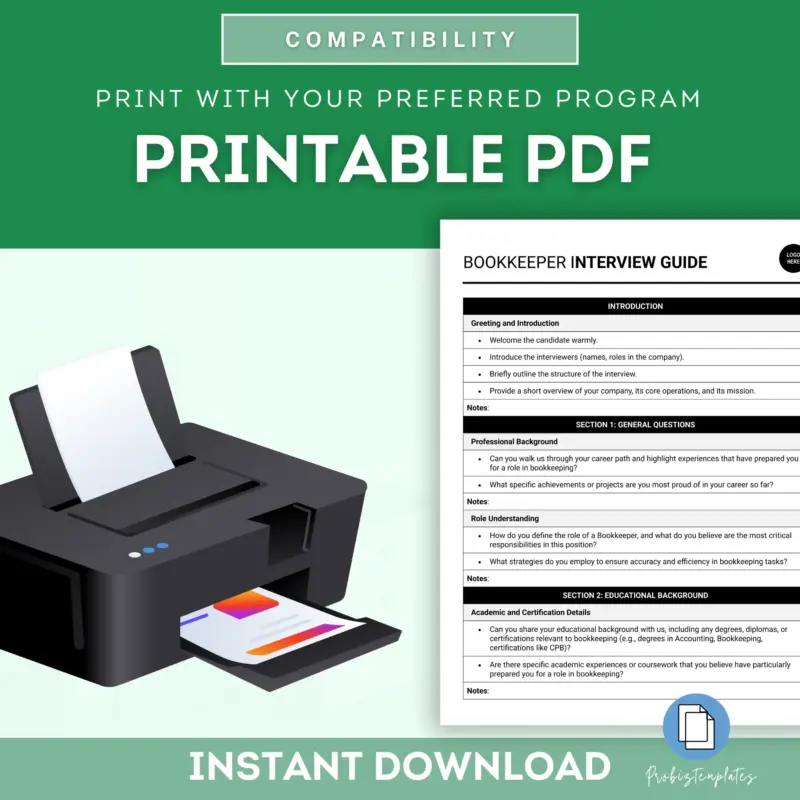Bookkeeper Interview Guide Template | ProBizTemplates