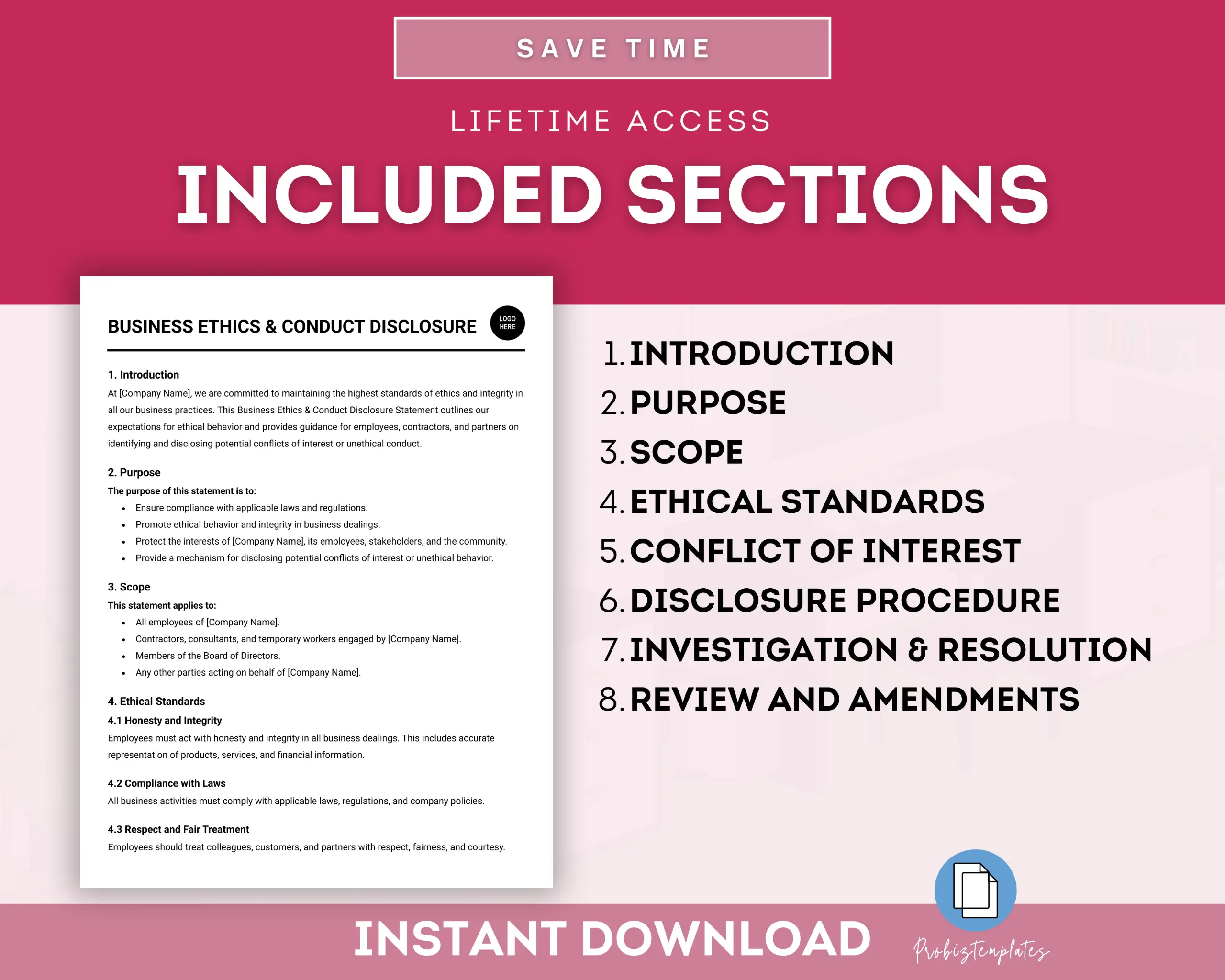 Business Ethics & Conduct Disclosure Template | ProBizTemplates