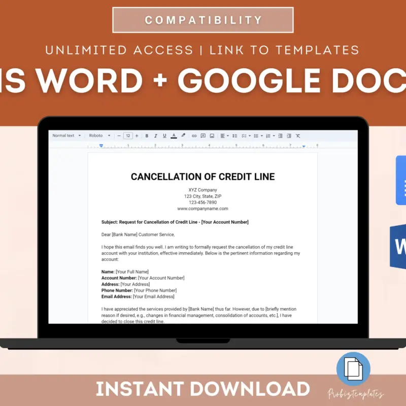 Credit Line Cancellation Request Letter Template | ProBizTemplates