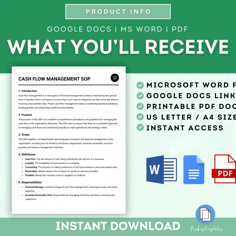 Cash Flow Management SOP Template | ProBizTemplates