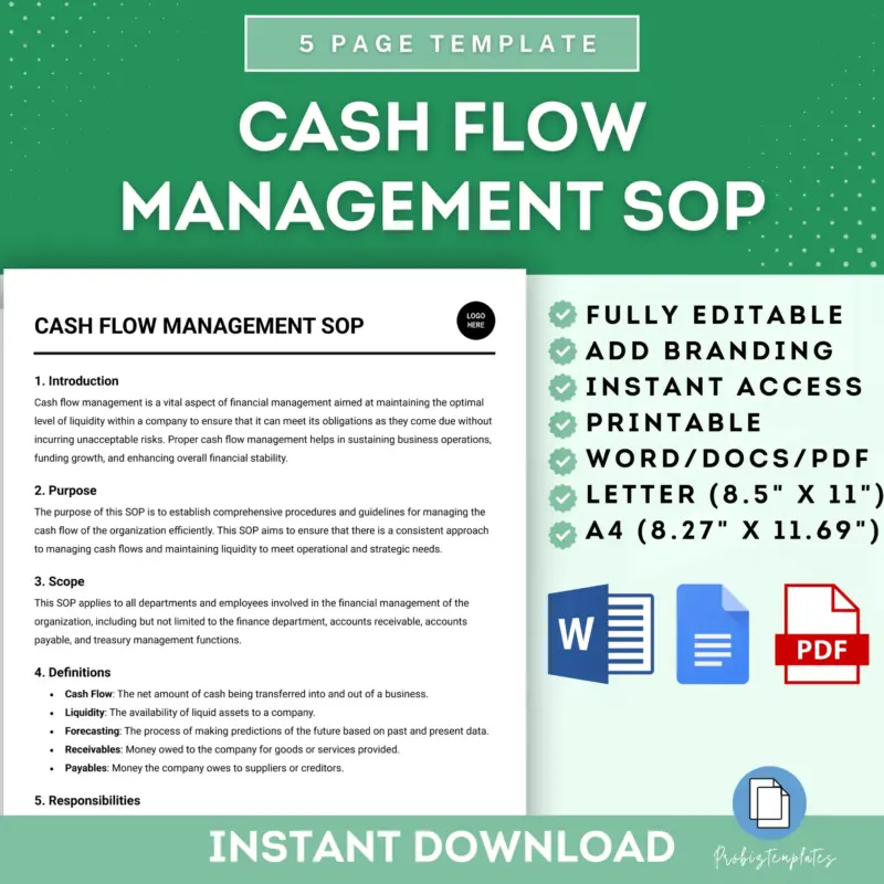 Cash Flow Management SOP Template | ProBizTemplates