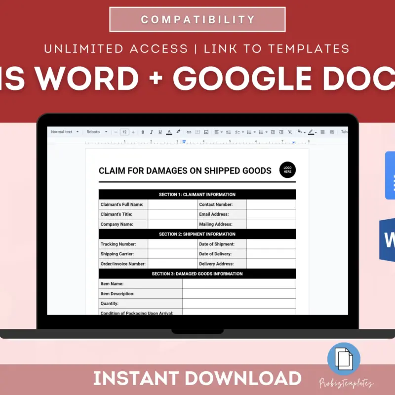 Claim For Damages On Shipped Goods Form Template | ProBizTemplates
