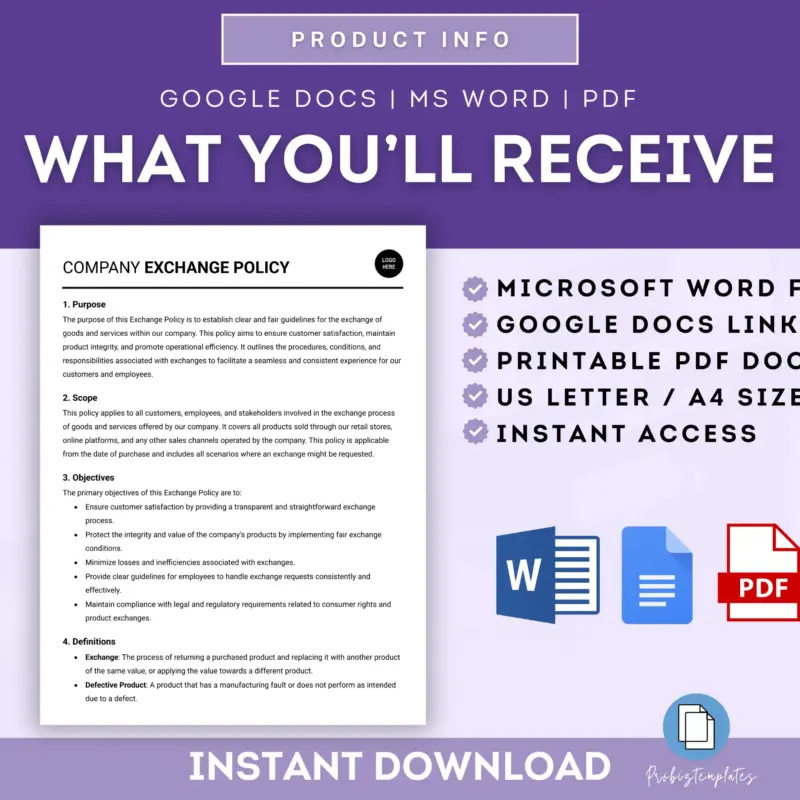 Company Exchange Policy Template | ProBizTemplates