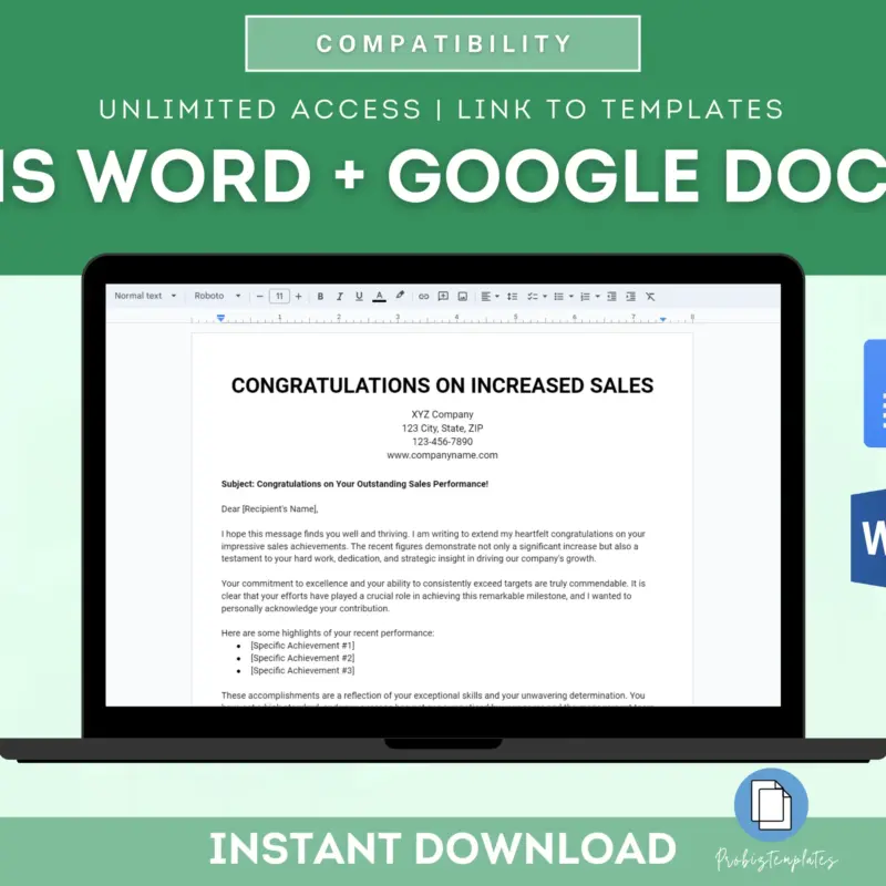 Congratulations On Increased Sales Letter Template | ProBizTemplates