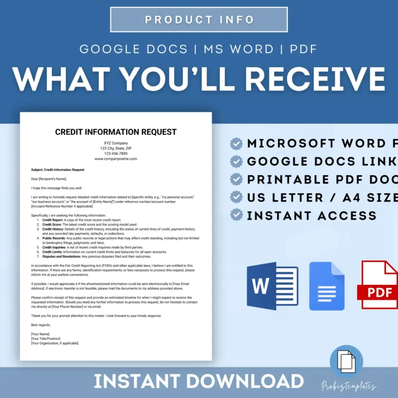 Credit Information Request Letter Template | ProBizTemplates