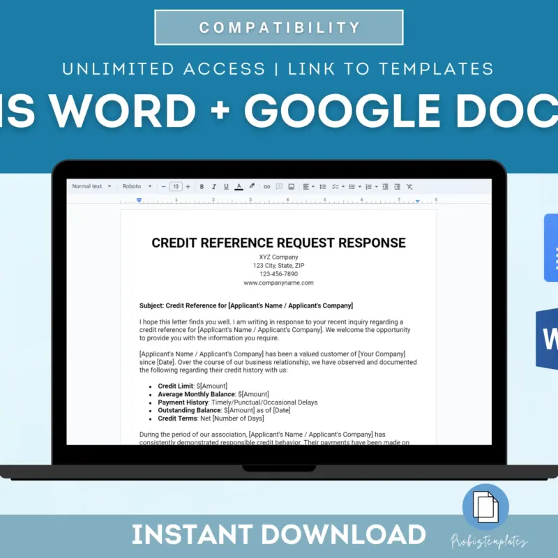 Credit Reference Request Response Letter Template | ProBizTemplates