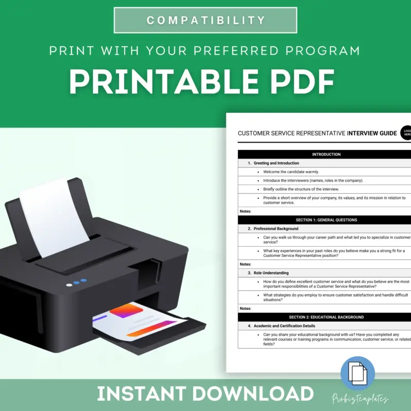 Customer Service Representative Interview Guide Template | ProBizTemplates