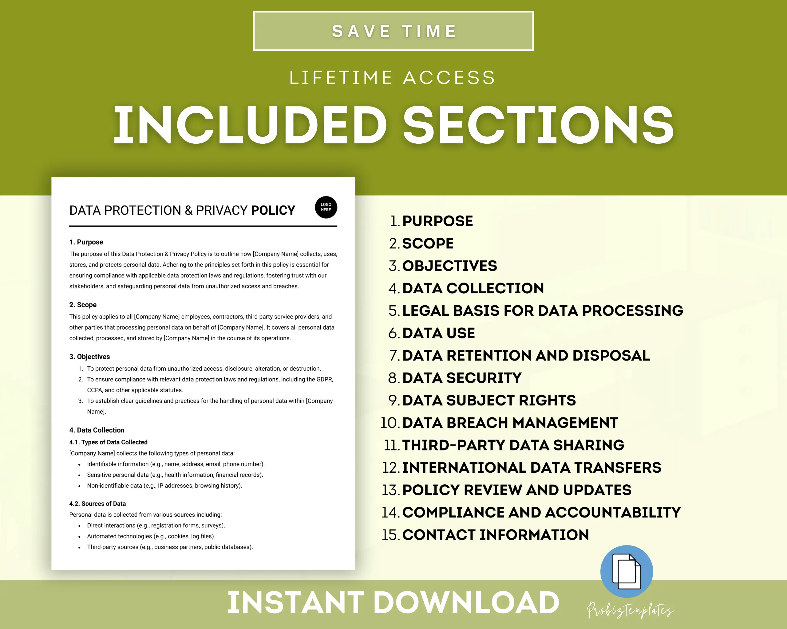 Data Protection And Privacy Policy Template | ProBizTemplates