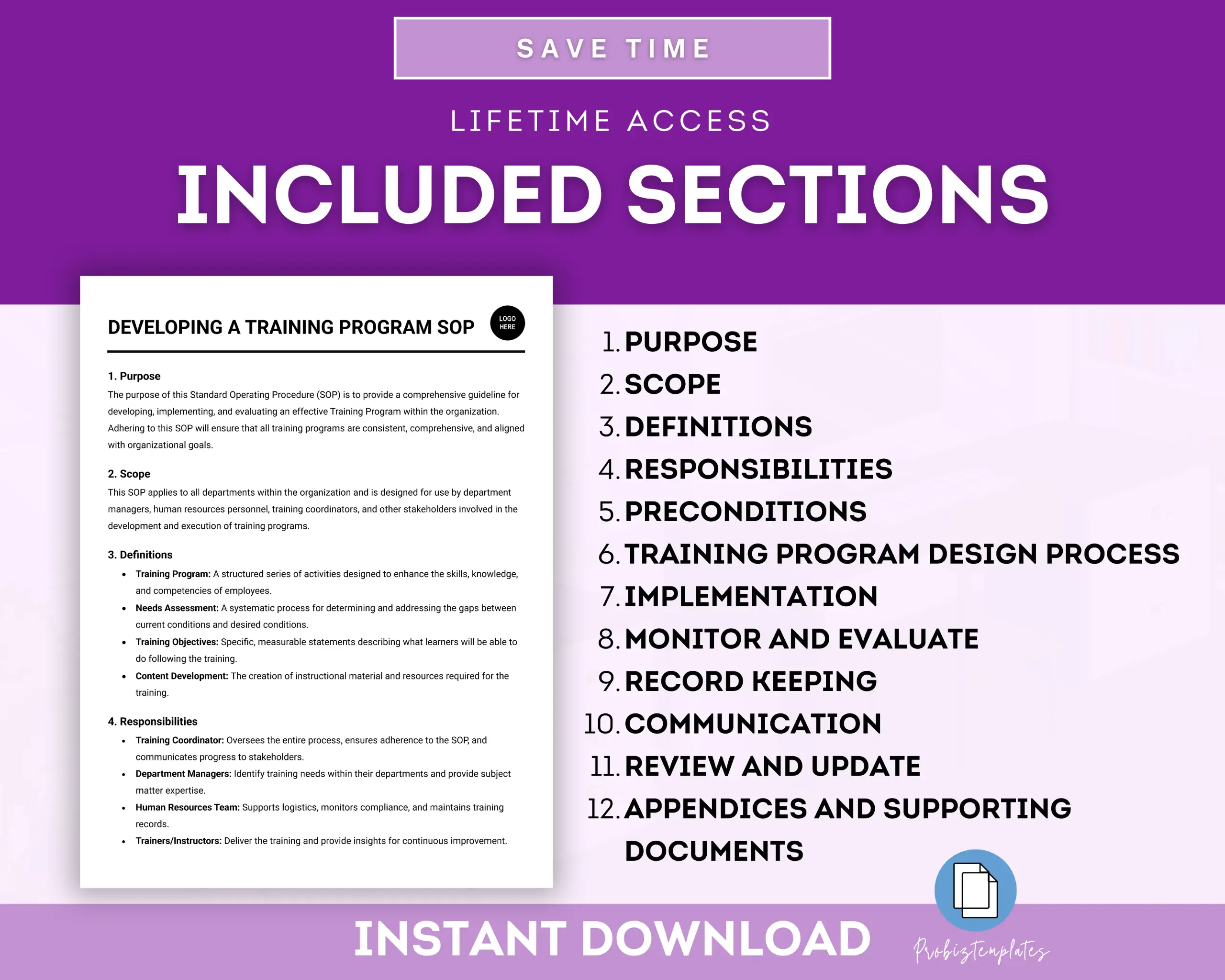 Developing A Training Program SOP Template | ProBizTemplates