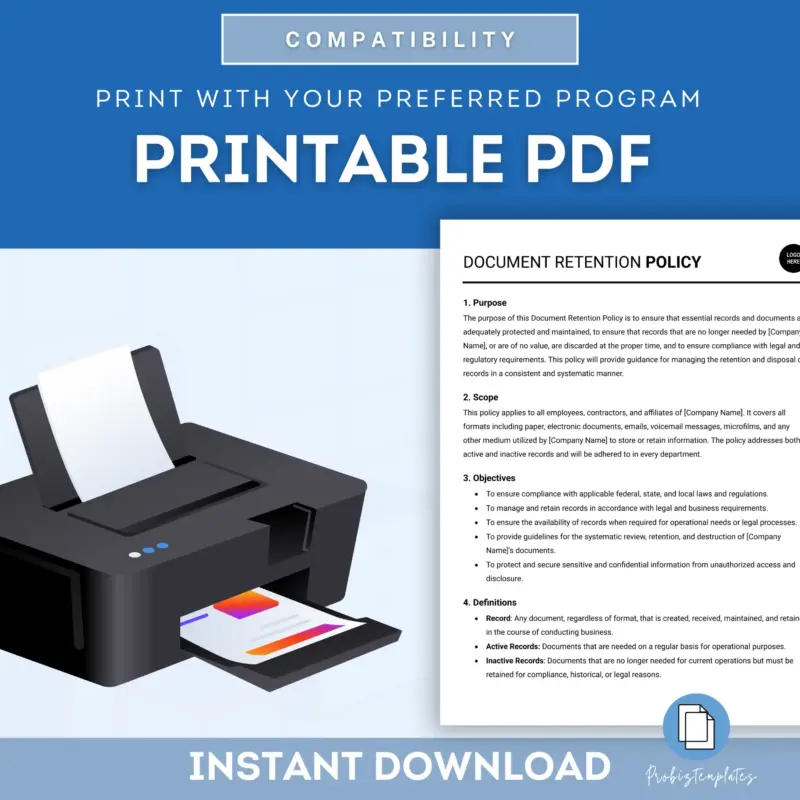 Document Retention Policy Template | ProBizTemplates