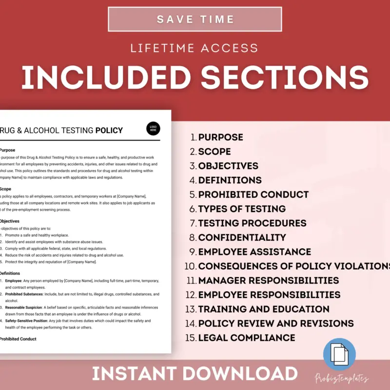 Drug And Alcohol Testing Policy Template | ProBizTemplates