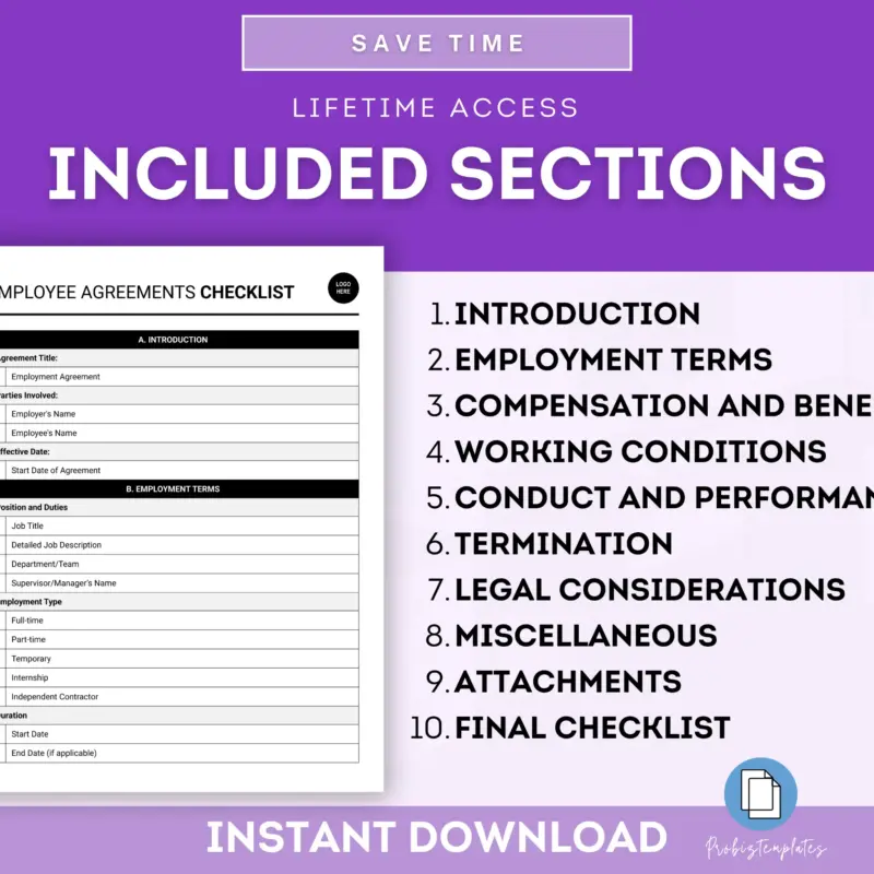 Employee Agreements Checklist | ProBizTemplates