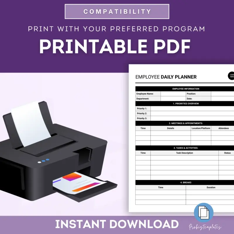 Employee Daily Planner Template | ProBizTemplates
