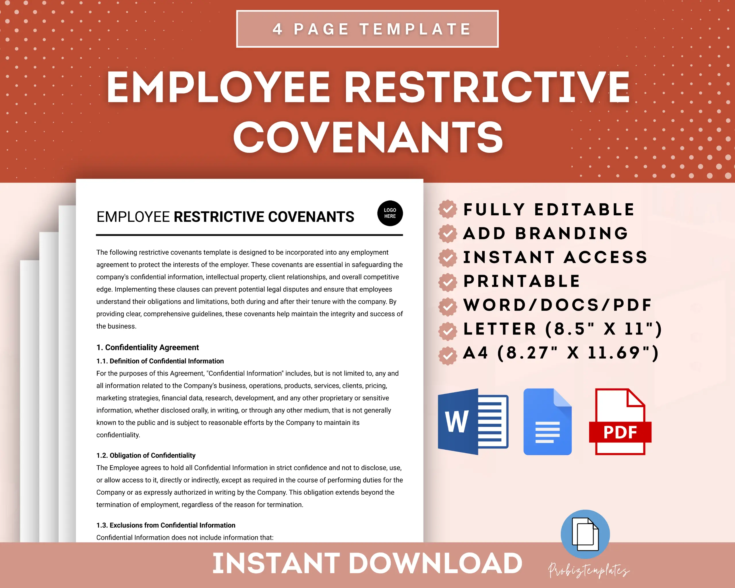 Employee Restrictive Covenants Template | ProBizTemplates