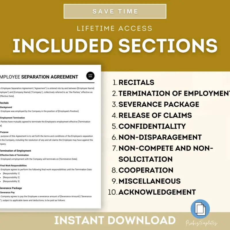 Employee Separation Agreement Template | ProBizTemplates