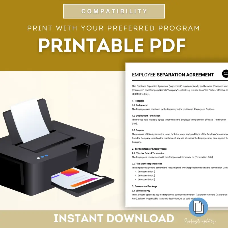 Employee Separation Agreement Template | ProBizTemplates
