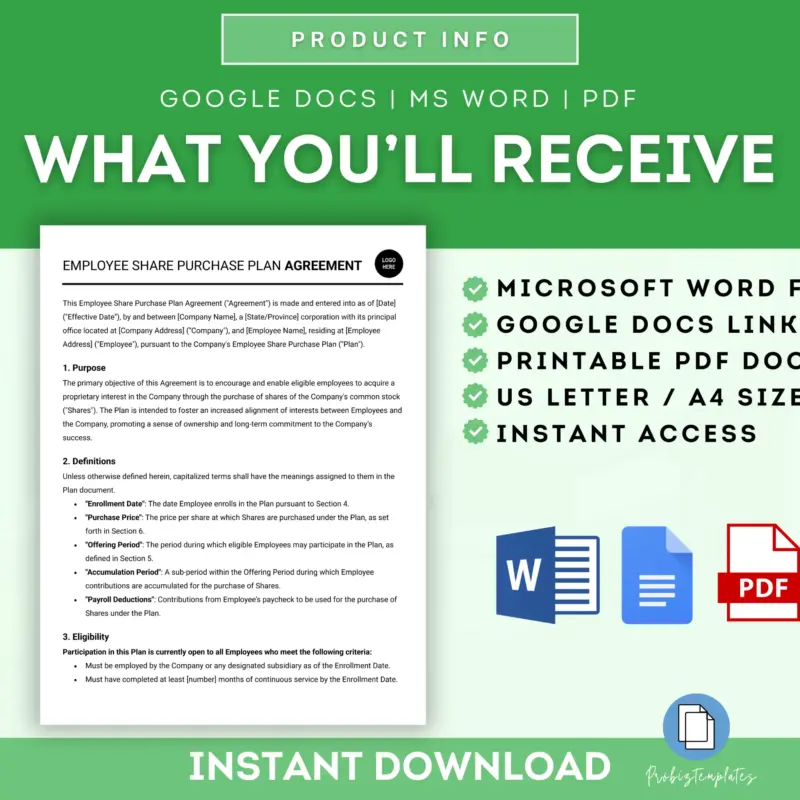 Employee Share Purchase Plan Agreement Template | ProBizTemplates