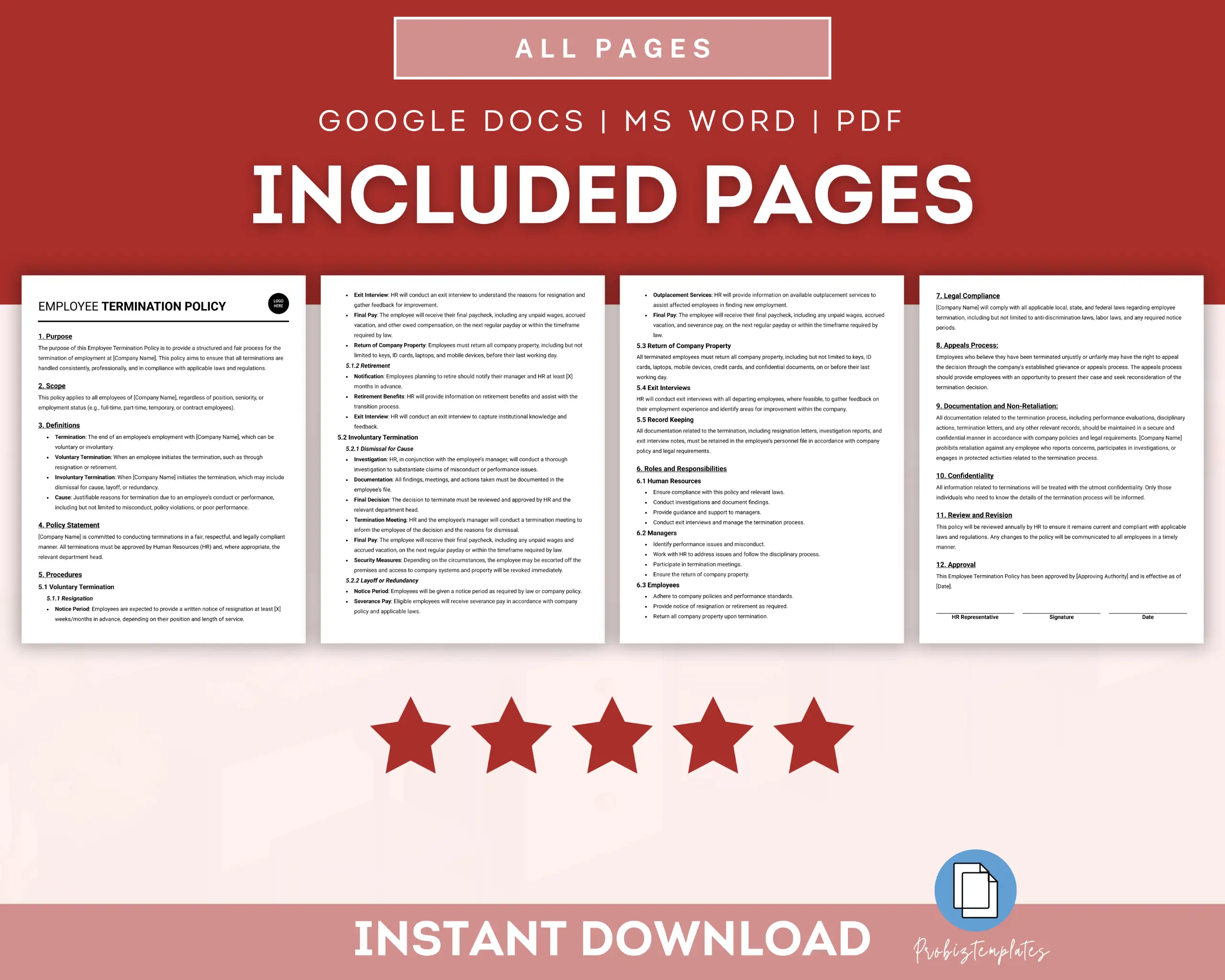 Employee Termination Policy Template | ProBizTemplates