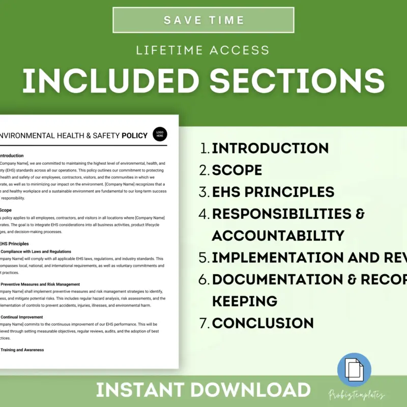 Environmental Health And Safety Policy Template | ProBizTemplates