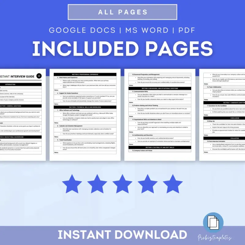 Executive Assistant Interview Guide Template | ProBizTemplates