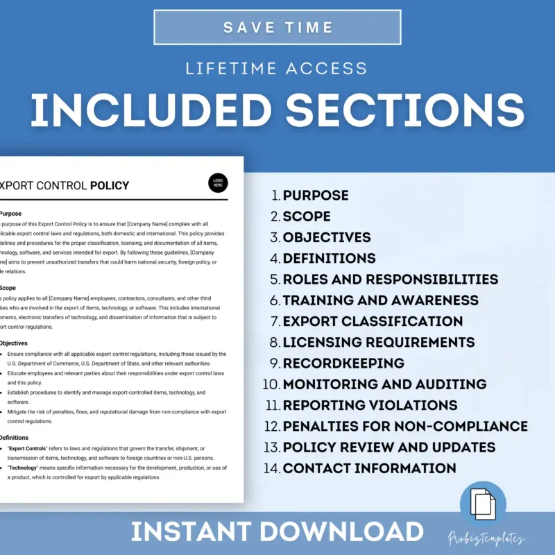 Export Control Policy Template | ProBizTemplates
