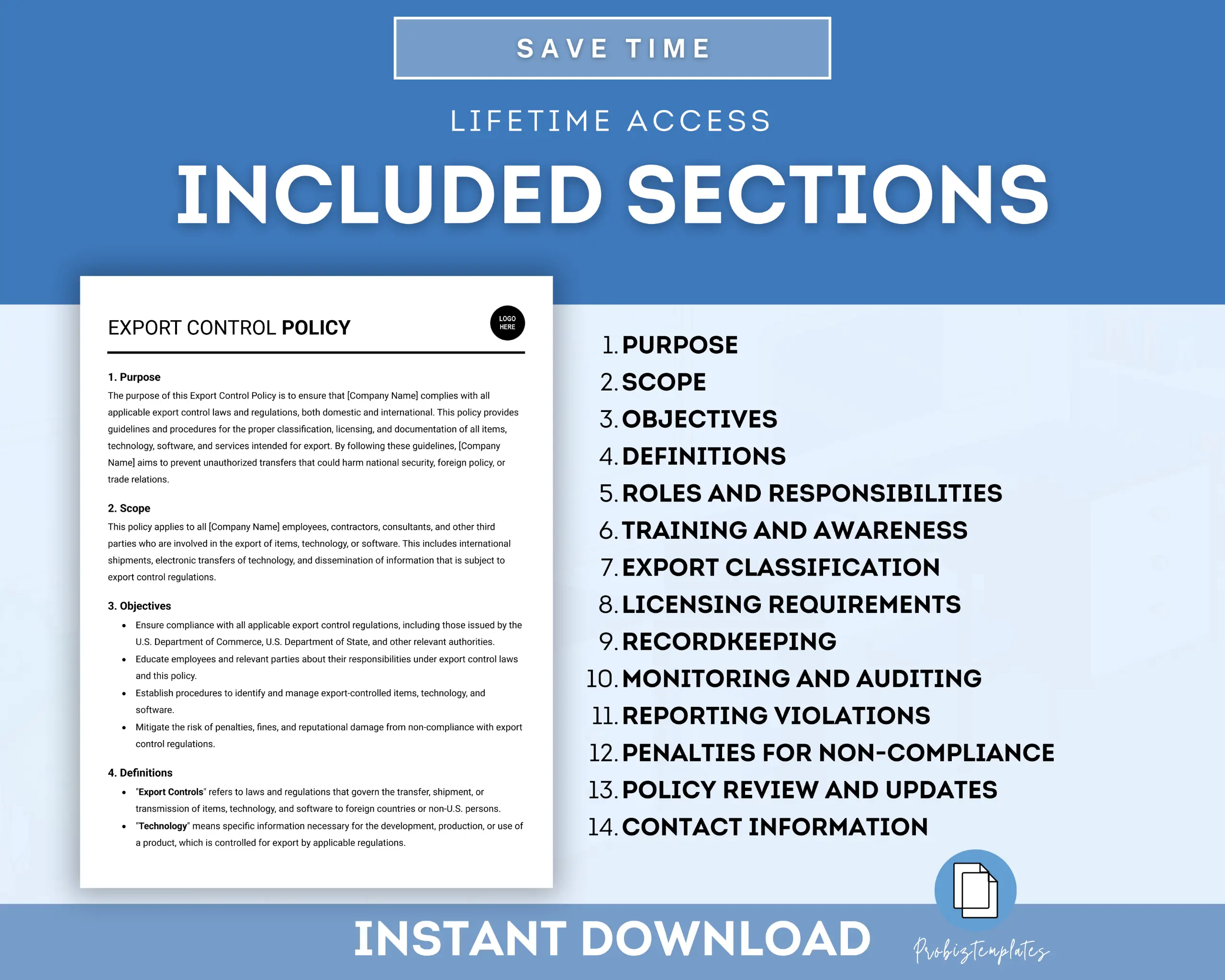 Export Control Policy Template | ProBizTemplates