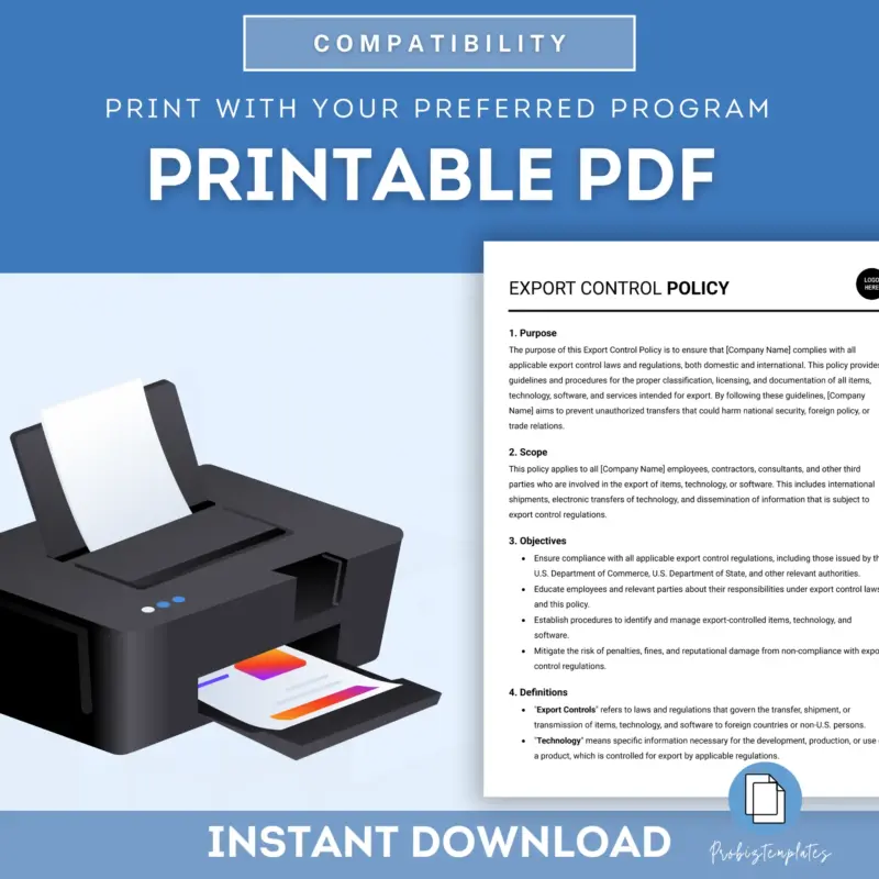 Export Control Policy Template | ProBizTemplates