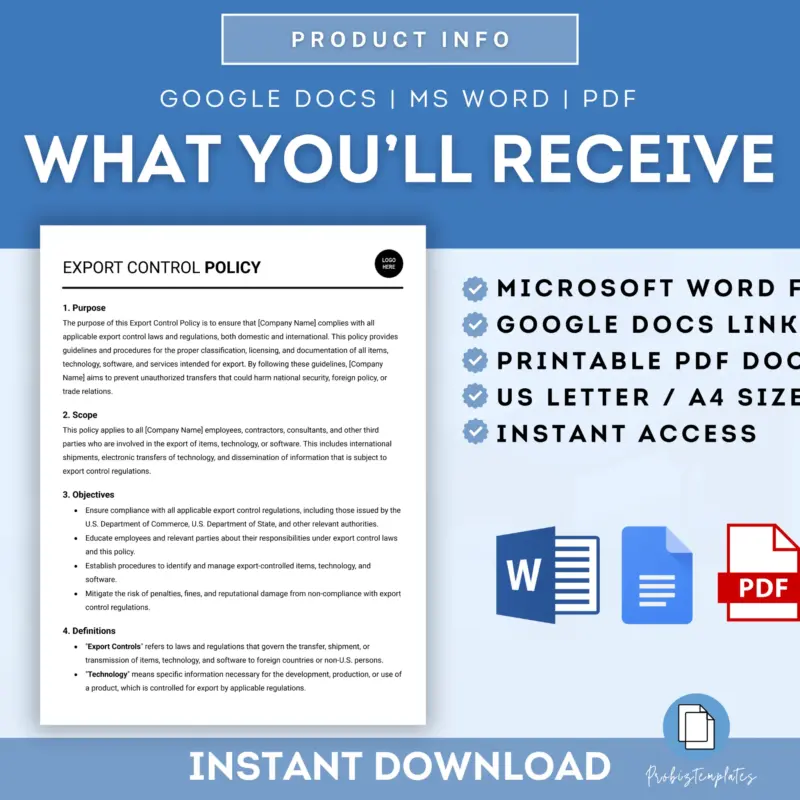 Export Control Policy Template | ProBizTemplates