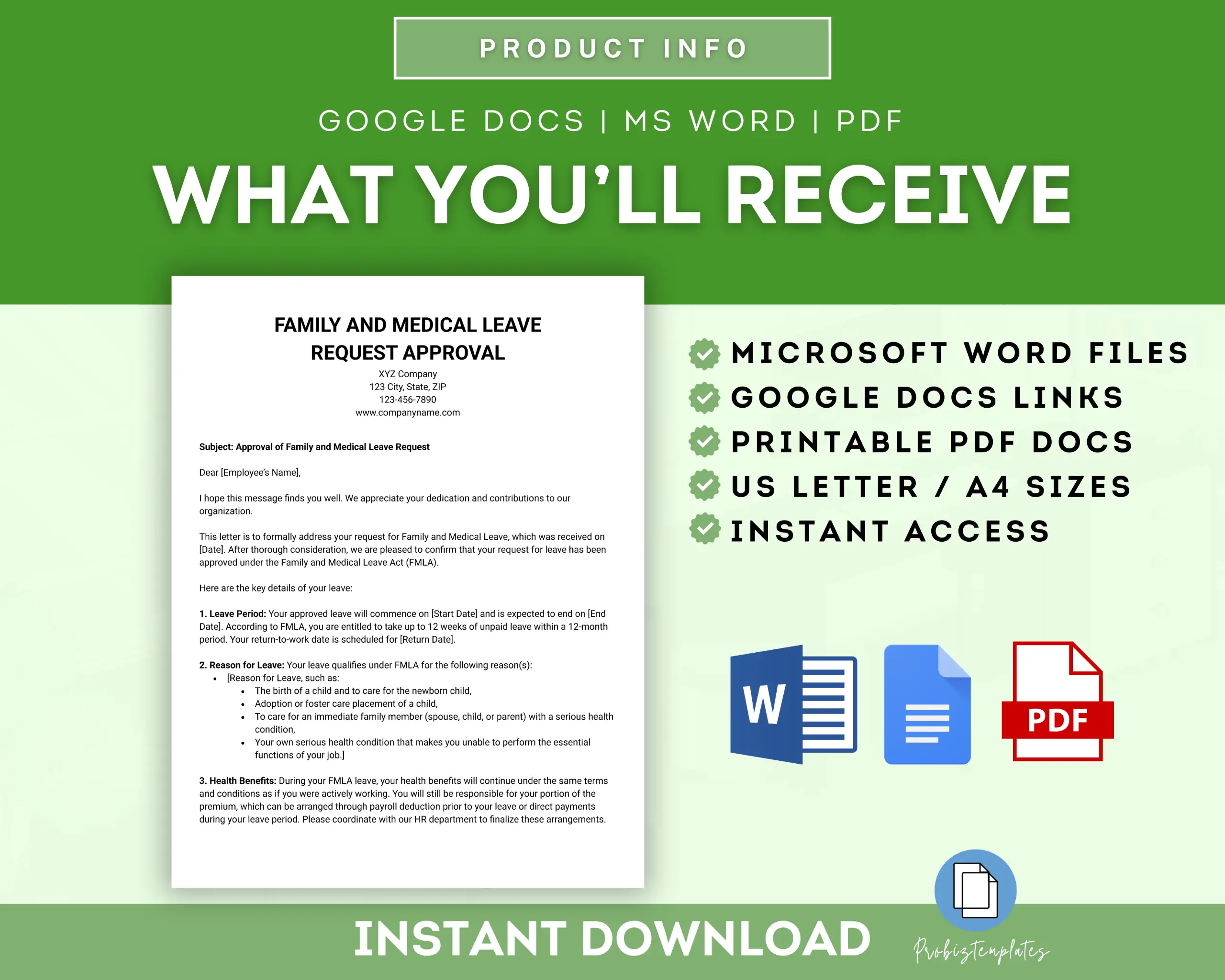 Family And Medical Leave Request Approval Letter Template | ProBizTemplates