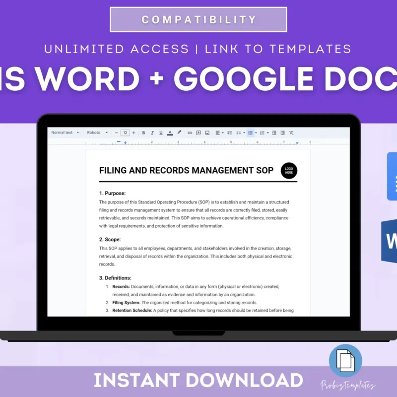 Filing And Records Management SOP Template | ProBizTemplates