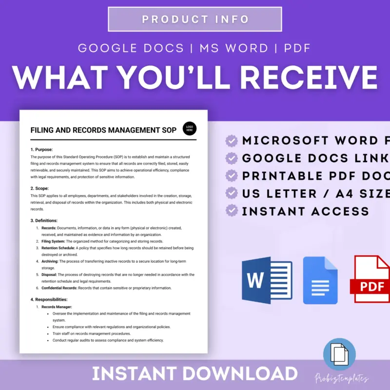 Filing And Records Management SOP Template | ProBizTemplates