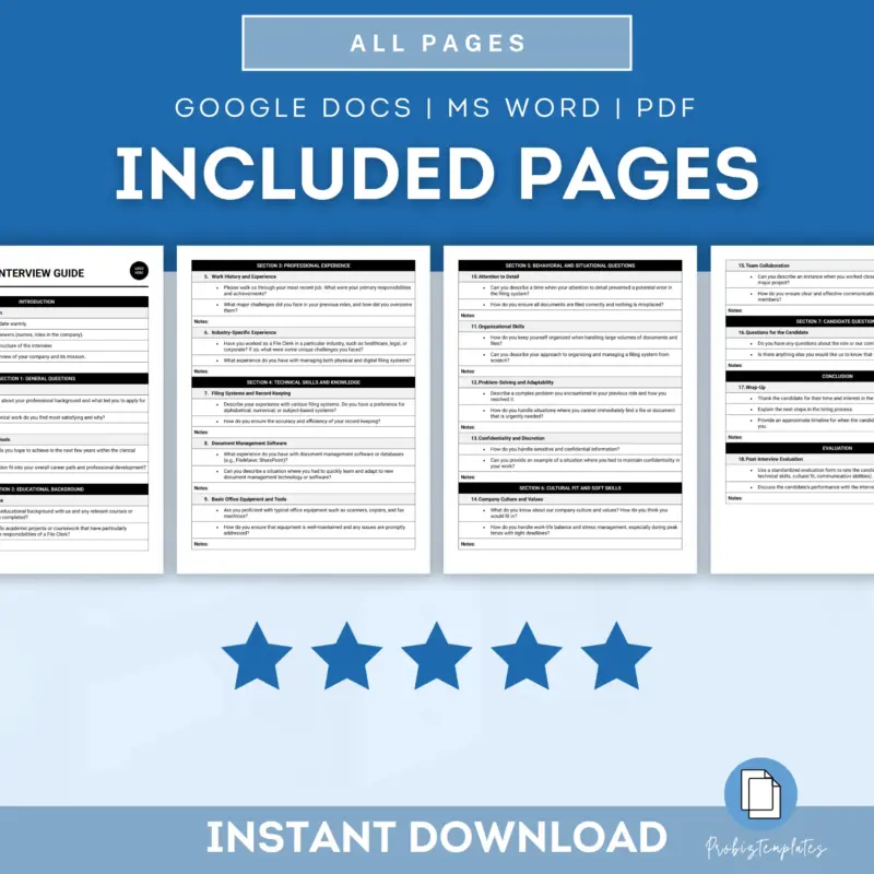 Filing Clerk Interview Guide Template | ProBizTemplates