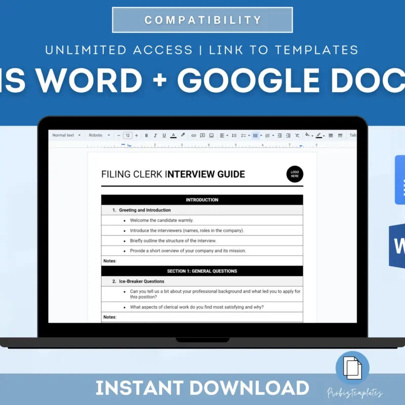 Filing Clerk Interview Guide Template | ProBizTemplates