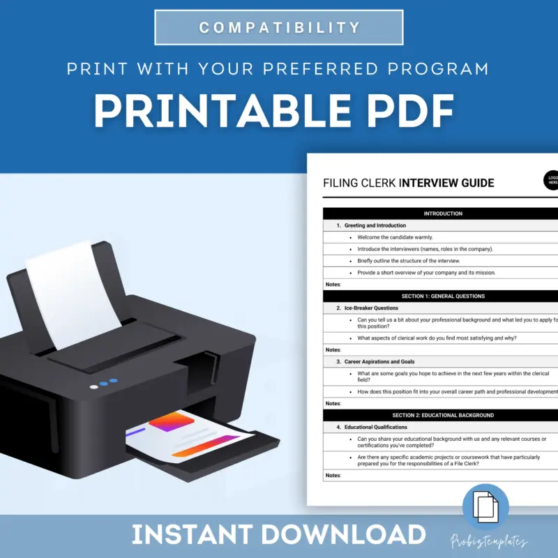 Filing Clerk Interview Guide Template | ProBizTemplates